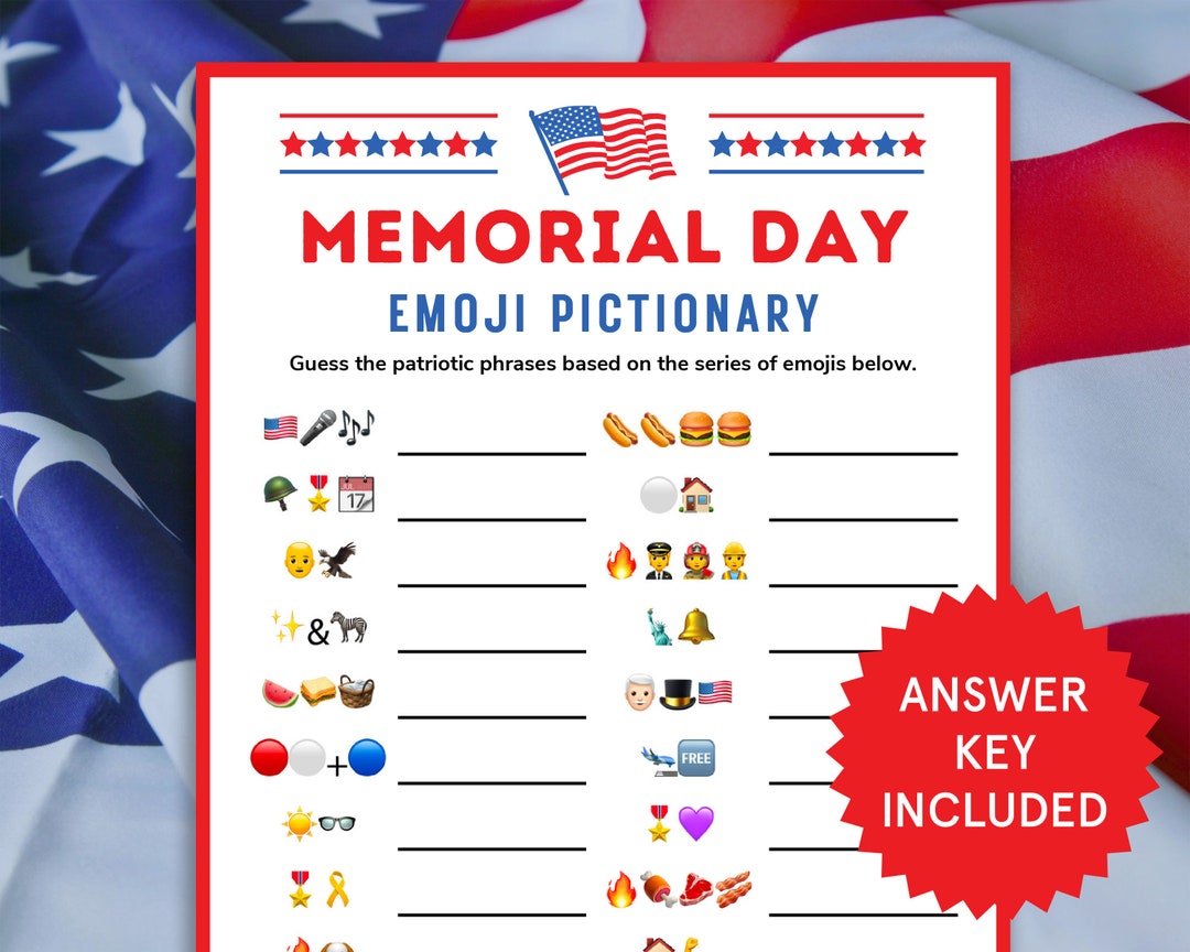 Memorial Day Emoji Pictionary Memorial Day Game for Kids, Seniors ...