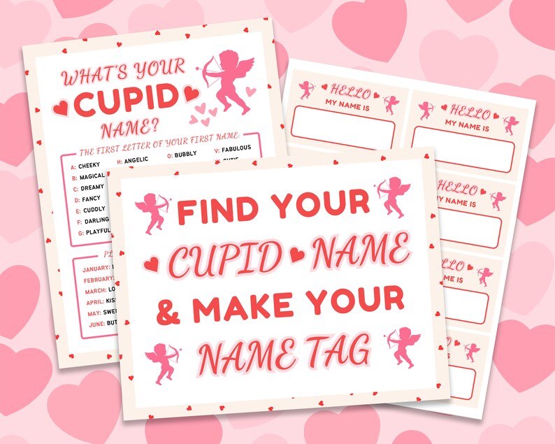 What's Your Cupid Name, Name Tags, Sign Valentines Day Activity for ...