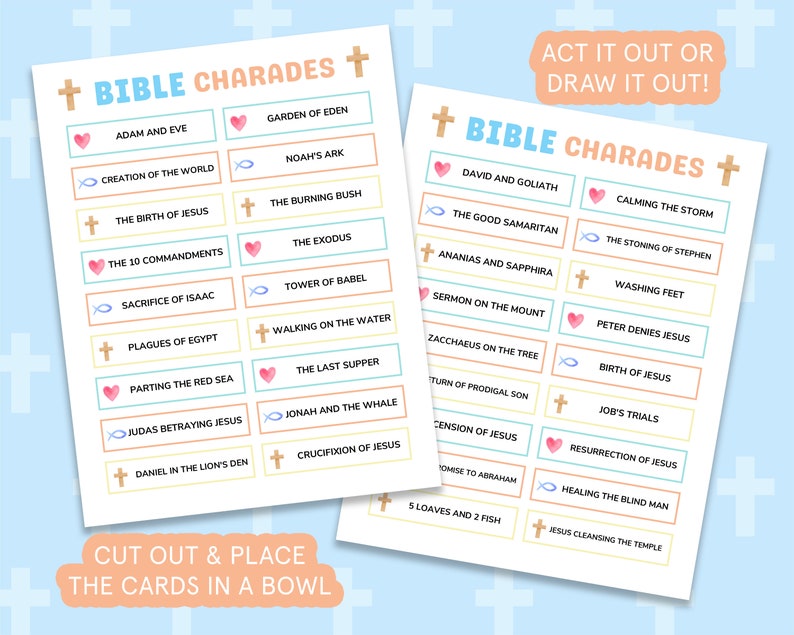 Bible Charades Bible Games Sunday School Activities Bible Study Games ...