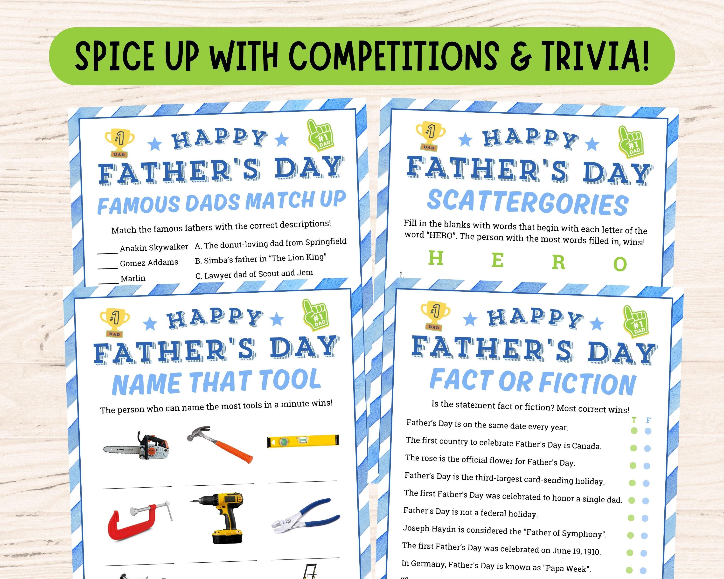 Fathers Day Games Bundle Fathers Day Activities for Kids Adults Fathers ...