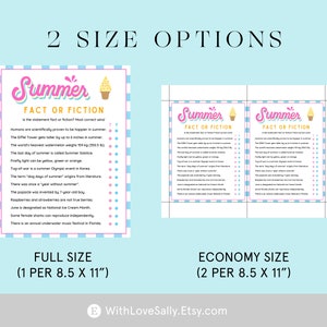 Summer Fact or Fiction Summer Game Summer Activities for Kids, Adult ...