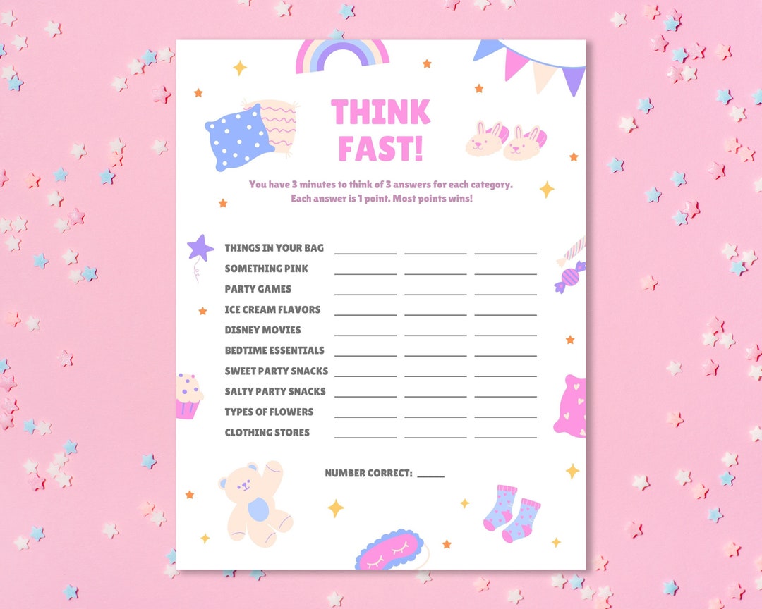 Think Fast Game | Teen Slumber Party Games | Sleepover Game | Slumber ...