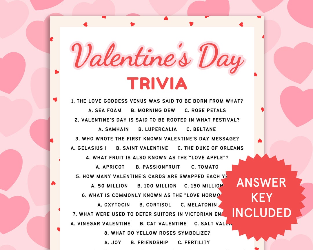 Valentines Day Trivia Game Valentine's Activities for Kids Family ...