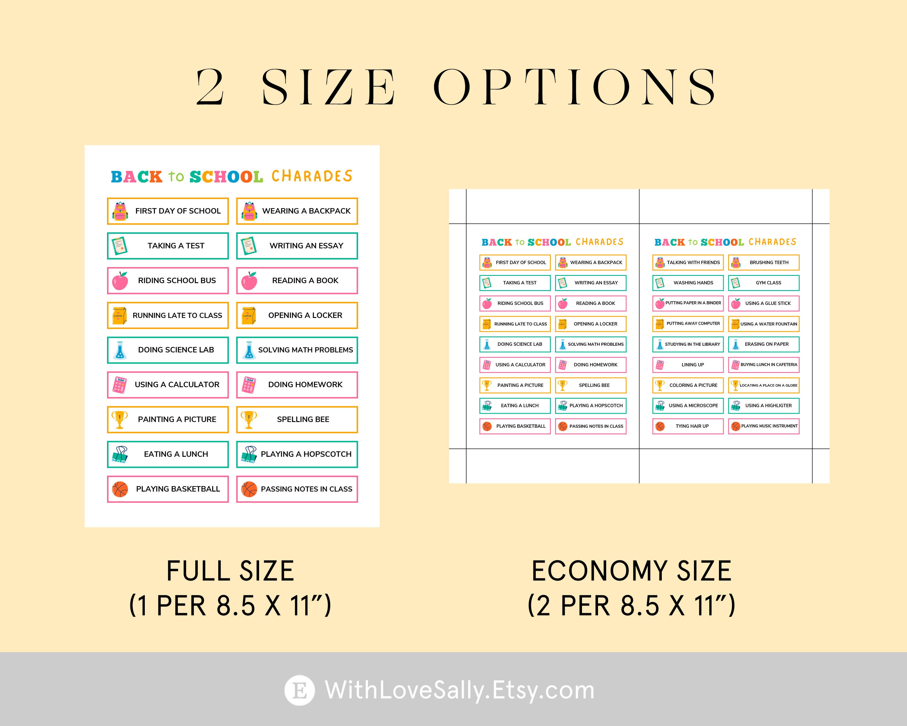 Back to School Charades Classroom Games Elementary & Middle School ...