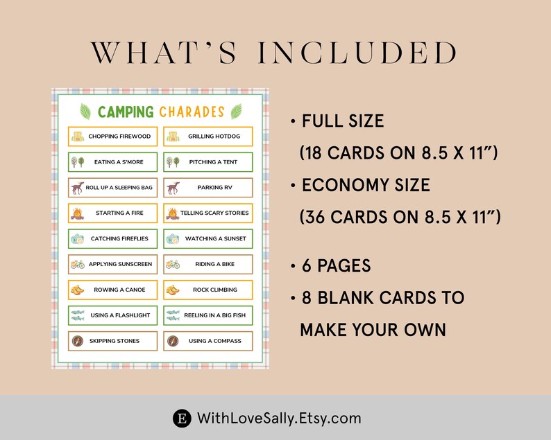 Camping Charades Camping Activities for Kids Camping Games Adults ...