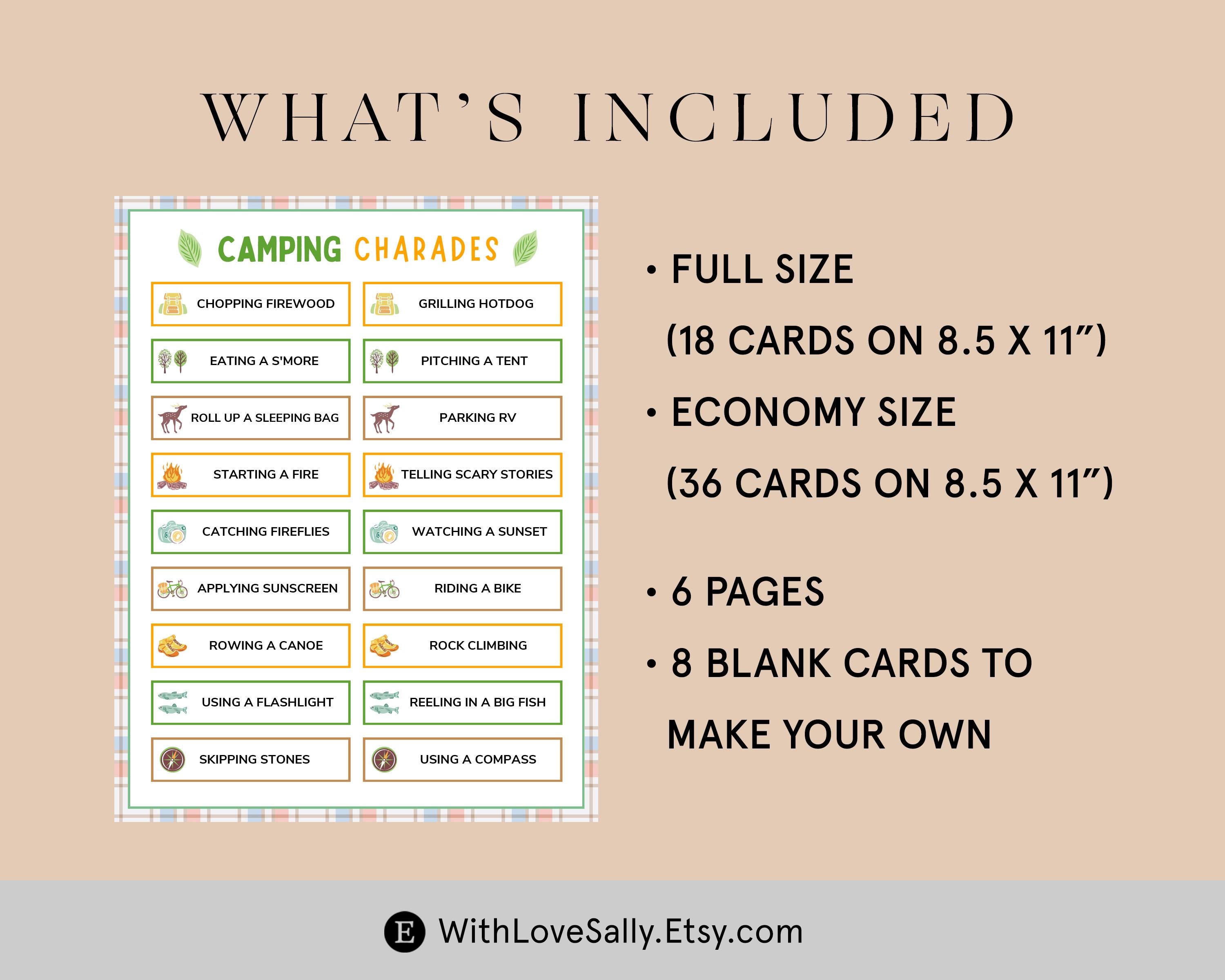 Camping Charades Camping Activities for Kids Camping Games Adults ...