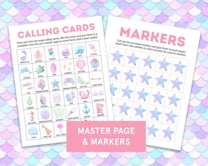 Mermaid Bingo Cards Mermaid Games Girls Mermaid Activities for Kids ...