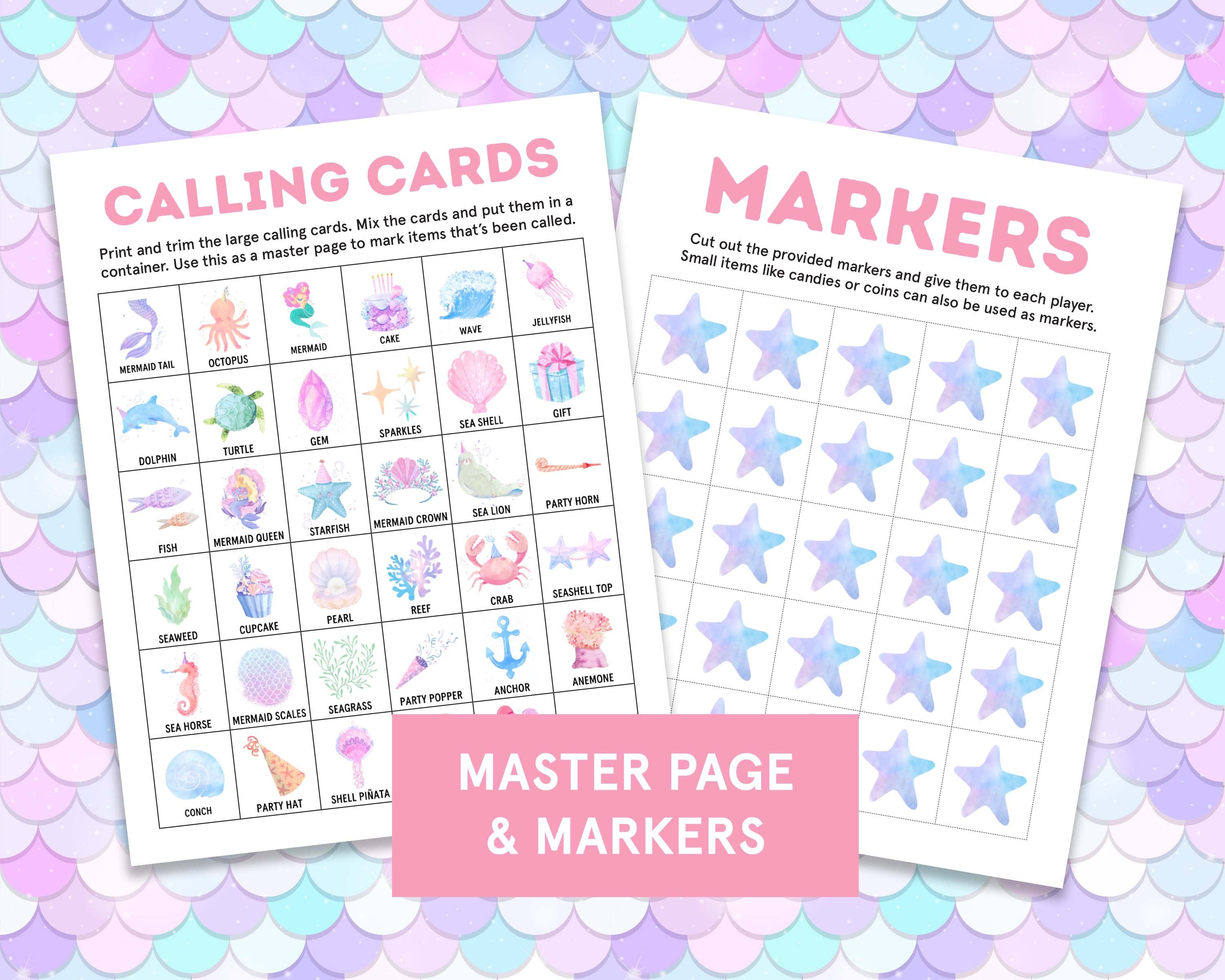 Mermaid Bingo Cards Mermaid Games Girls Mermaid Activities for Kids ...