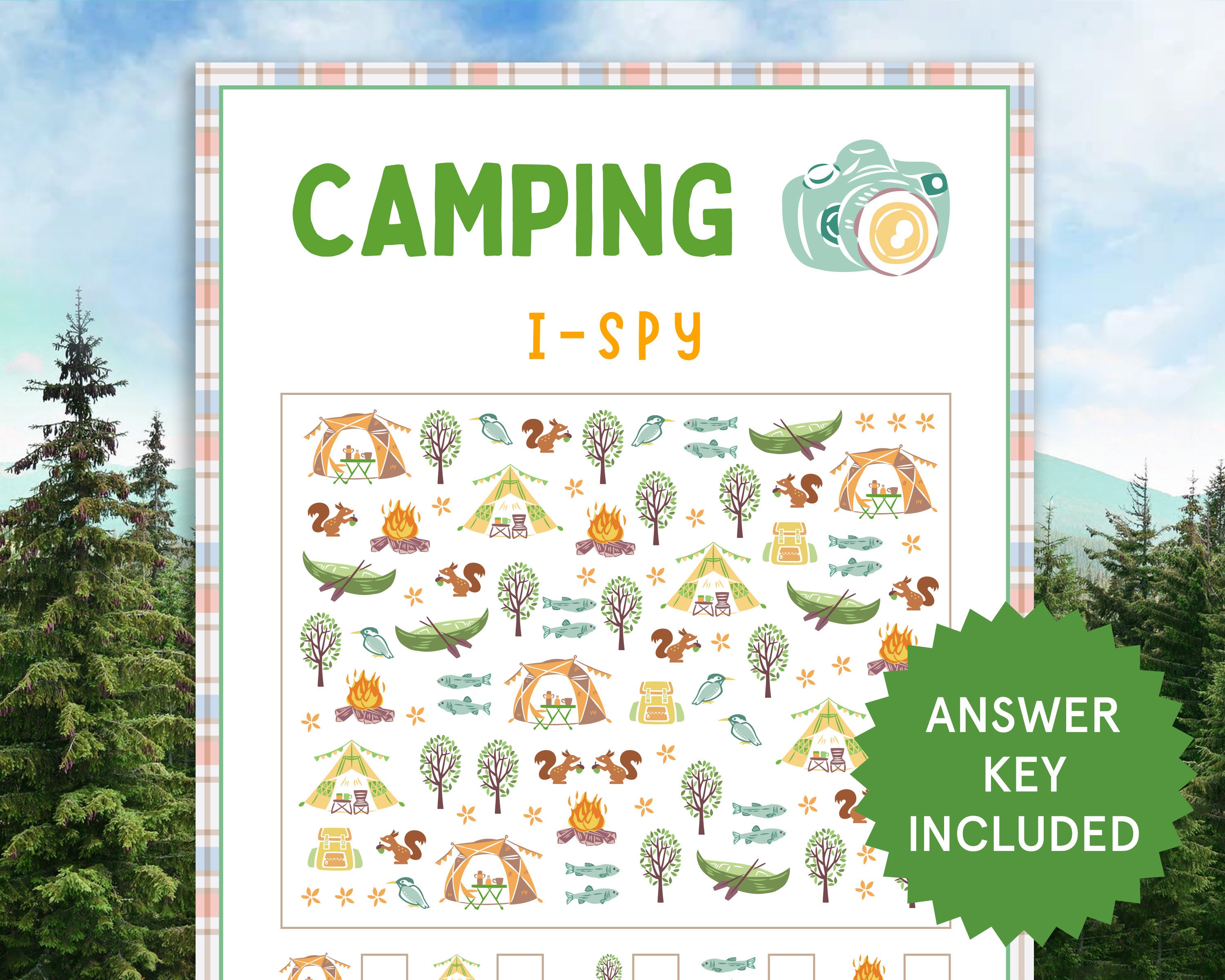 Camping I Spy Camping Games Camping Activities for Kids - Etsy