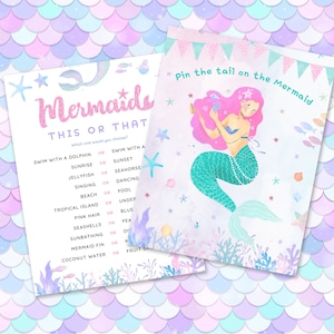 Mermaid Party Game Bundle Girls Birthday Games Mermaid Themed Party ...