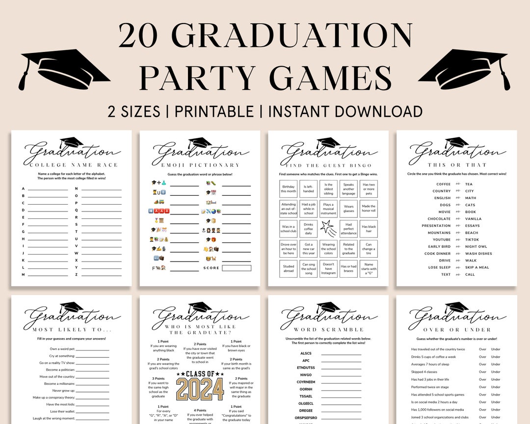 Graduation Party Game Bundle Graduation Party Class of 2024 Graduation ...