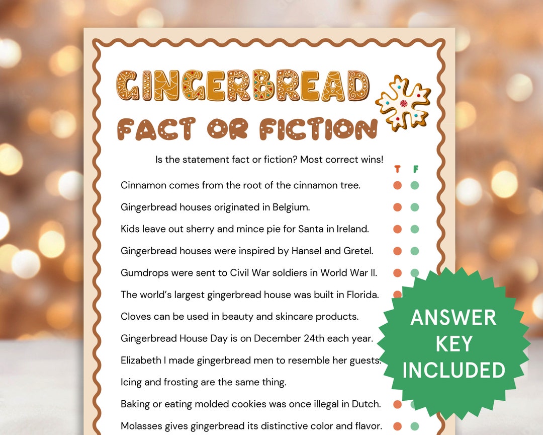 Gingerbread Fact or Fiction | Christmas Trivia | Printable Christmas ...