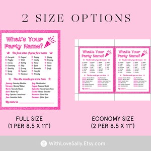 Whats Your Party Name, Name Tags, Sign Pink Birthday Party Games for ...