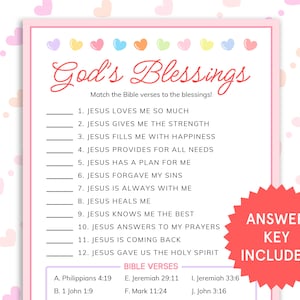 Gods Blessings Bible Match Game Bible Love Games for Kids, Adults ...