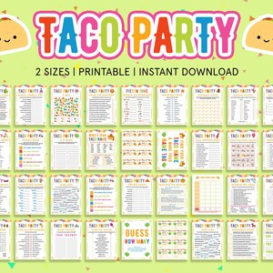 Taco Party Games Bundle Taco Games for Kids Fiesta Games Birthday Party ...