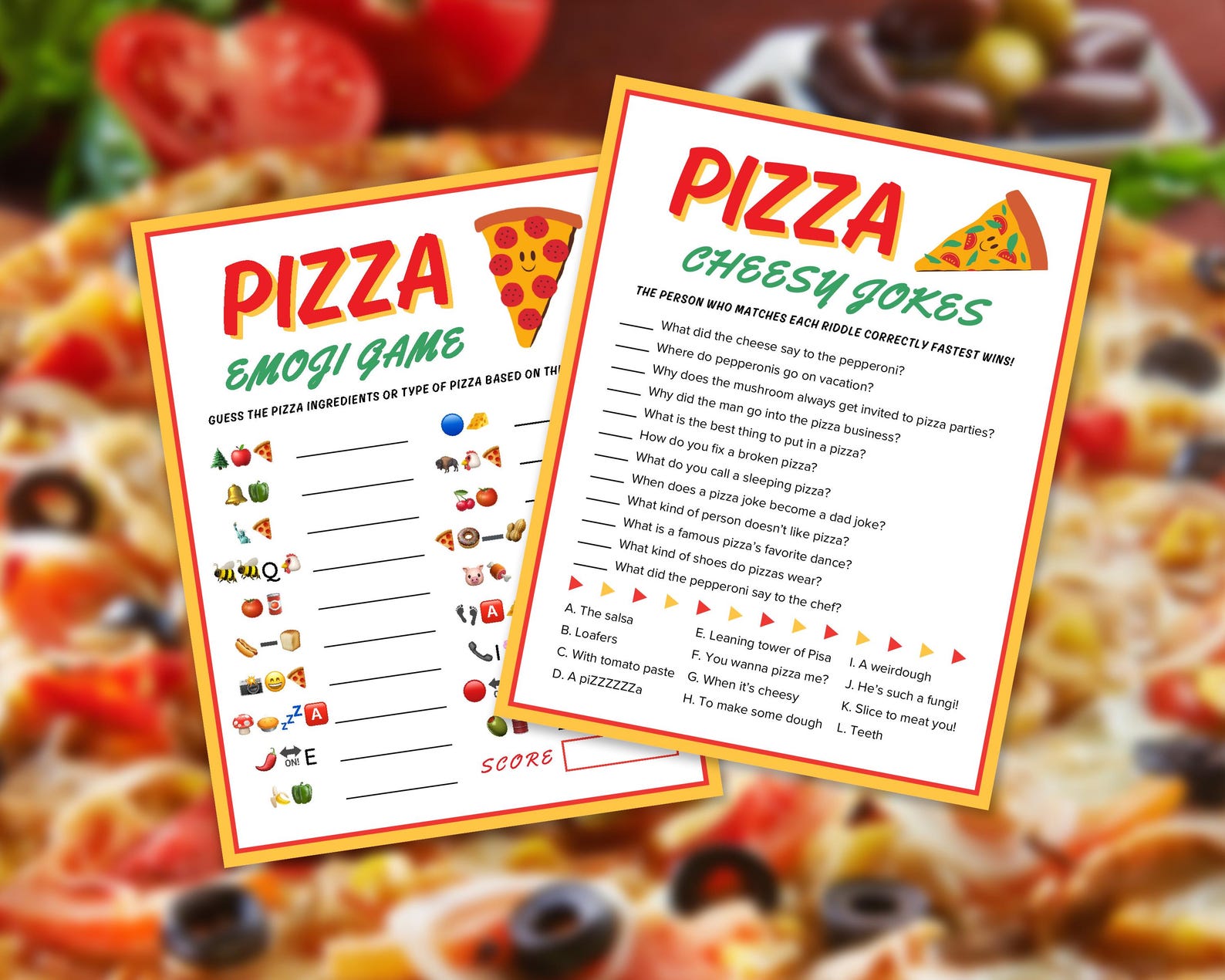 Pizza Party Game Bundle Pizza Games Birthday Party Games for Kids ...