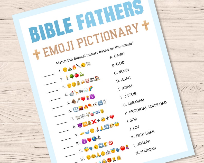 Fathers Day Bible Emoji Pictionary Game Bible Fathers Day Games Church ...