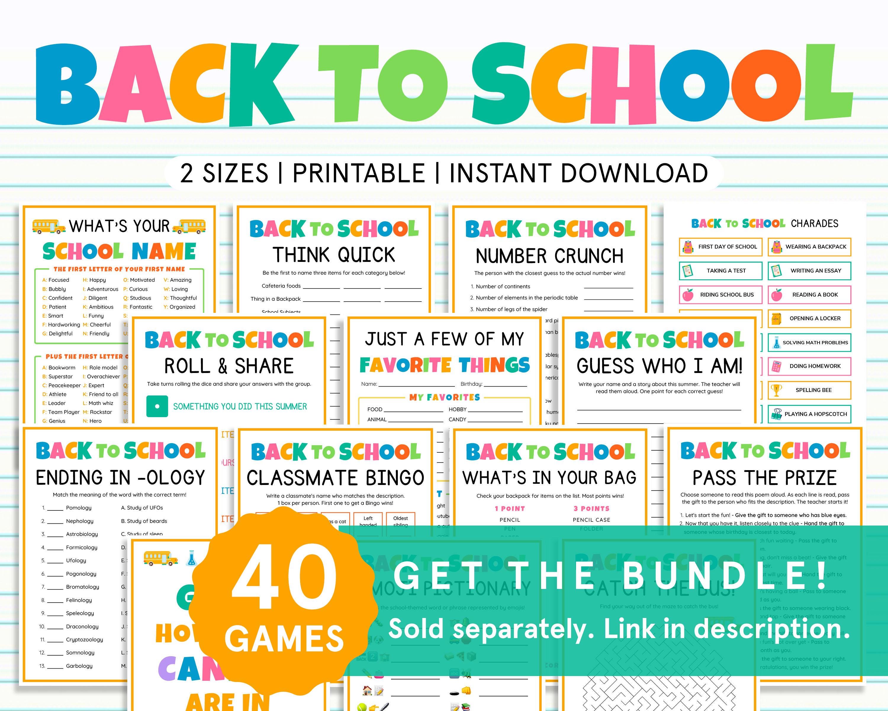 Back to School Charades Classroom Games Elementary School Games Middle ...