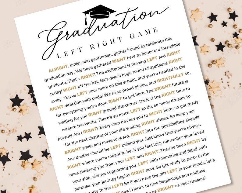 Graduation Left Right Game Graduation Party Games Class of 2025 High ...