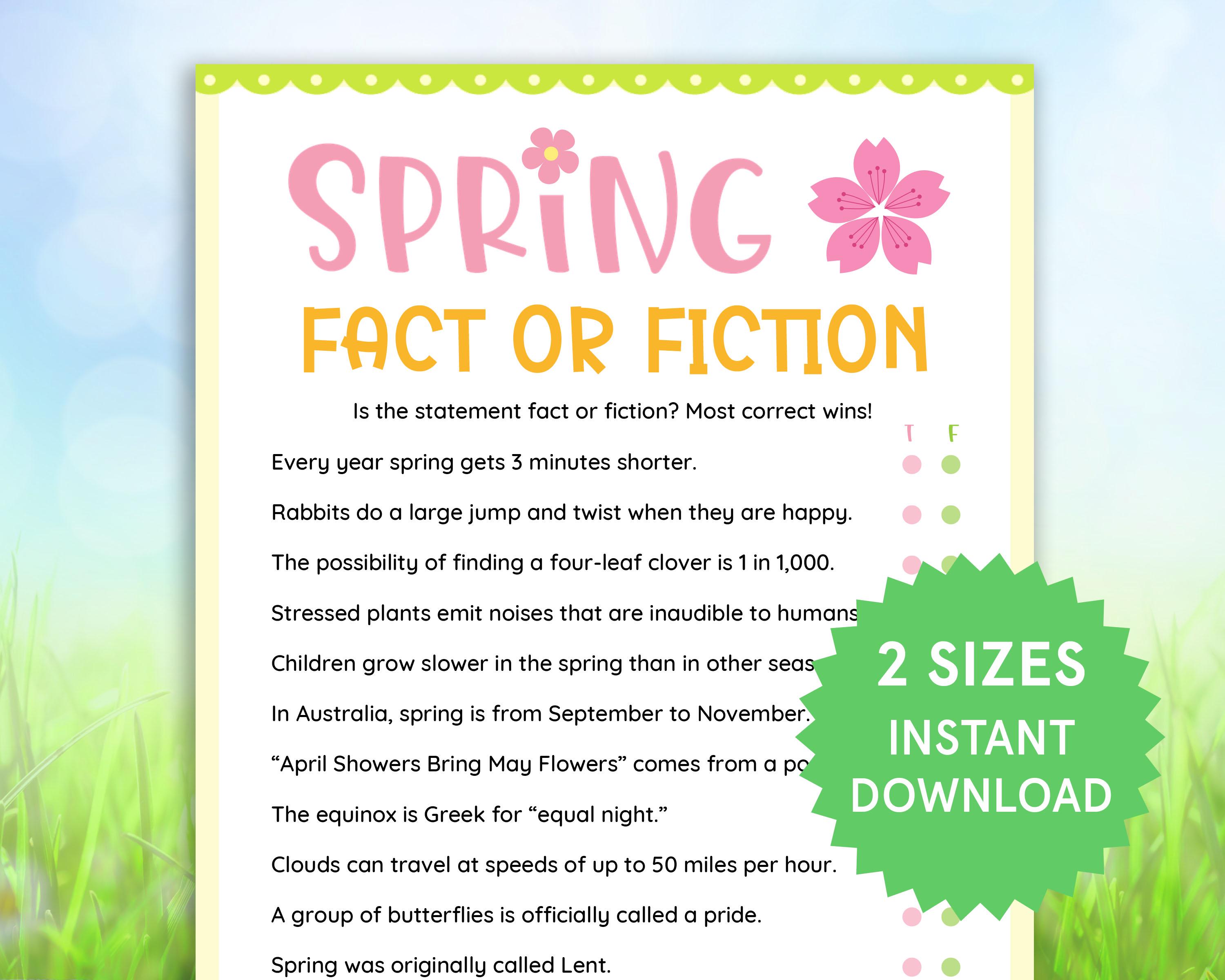 Spring Fact or Fiction Game Printable Spring Activities for Kids ...