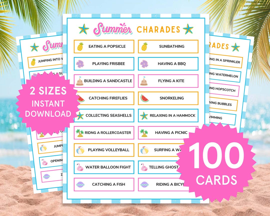 Summer Charades Summer Games Family Summer Activities for Kids, Adult ...