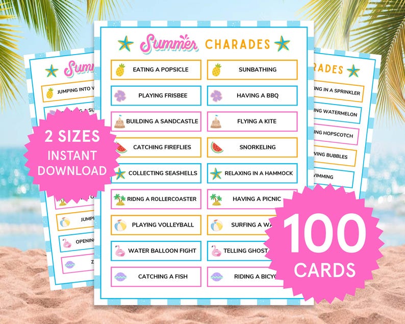 Summer Charades Summer Games Family Summer Activities for Kids, Adult ...