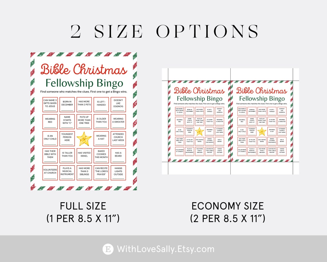 Bible Christmas Fellowship Bingo Church Christmas Find Someone Who ...