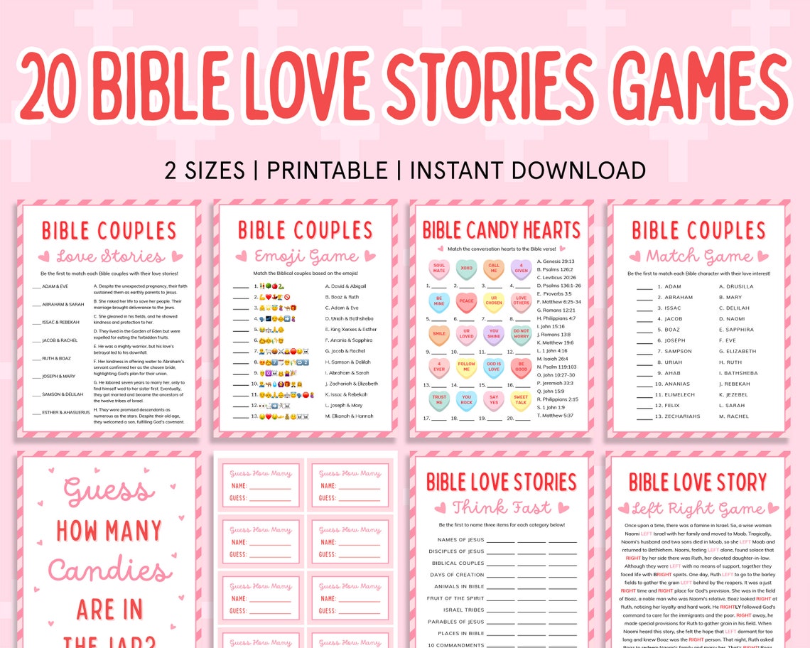 Bible Love Stories Game Bundle Church Games for Kids Ministry Printable ...