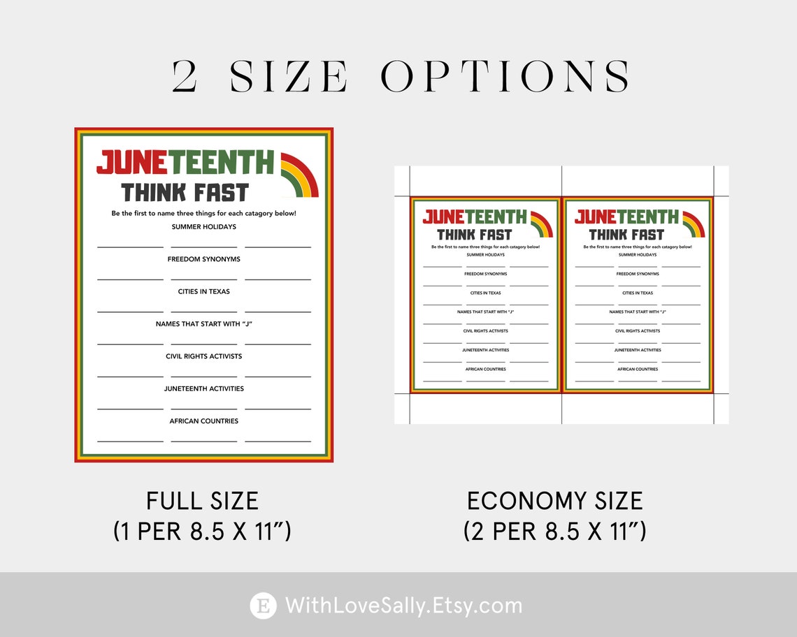 Juneteenth Think Fast Juneteenth Games for Kids Family Juneteenth ...