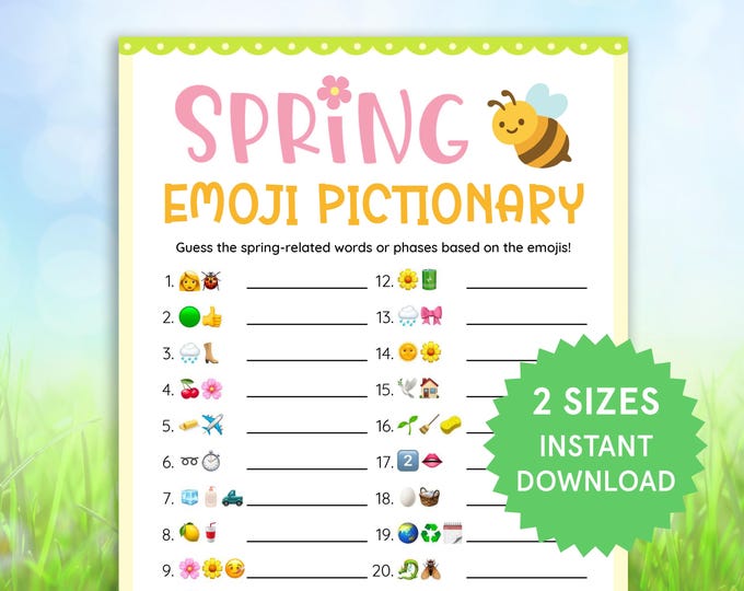 Spring Emoji Pictionary Game Printable Springtime Games Spring ...