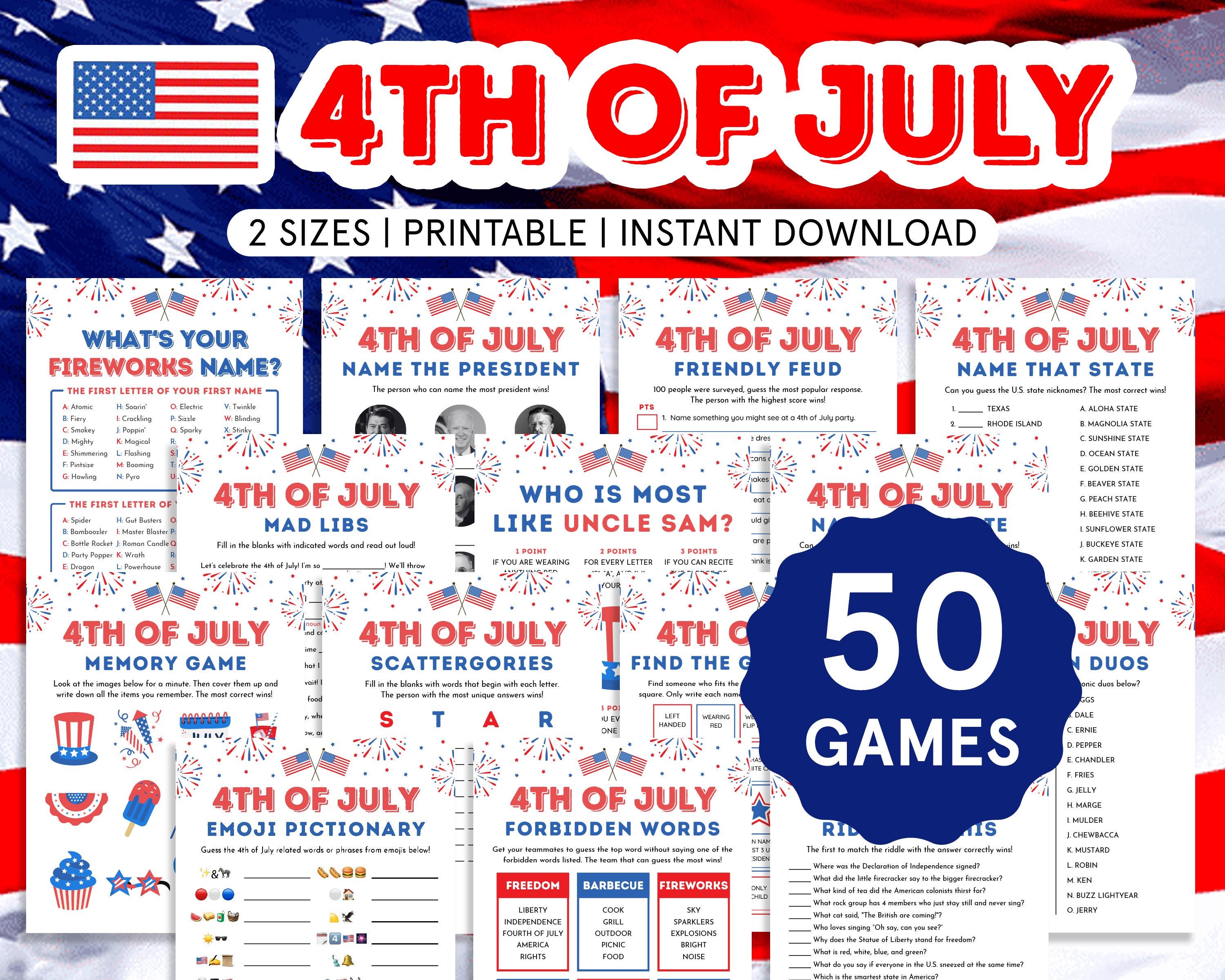 4th of July Games MEGA Bundle Fourth of July Party Games 4th of July ...