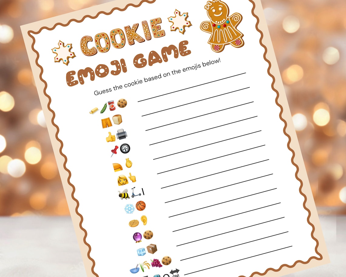 Cookie Emoji Game Christmas Emoji Pictionary Cookie Swap Fun Printable ...