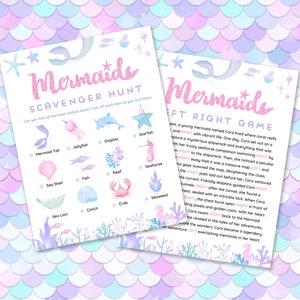 Mermaid Party Game Bundle Girls Birthday Games Mermaid Themed Party ...