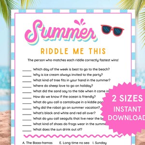 Summer Riddle Me This Summer Games Fun Summer Activities for Kids ...