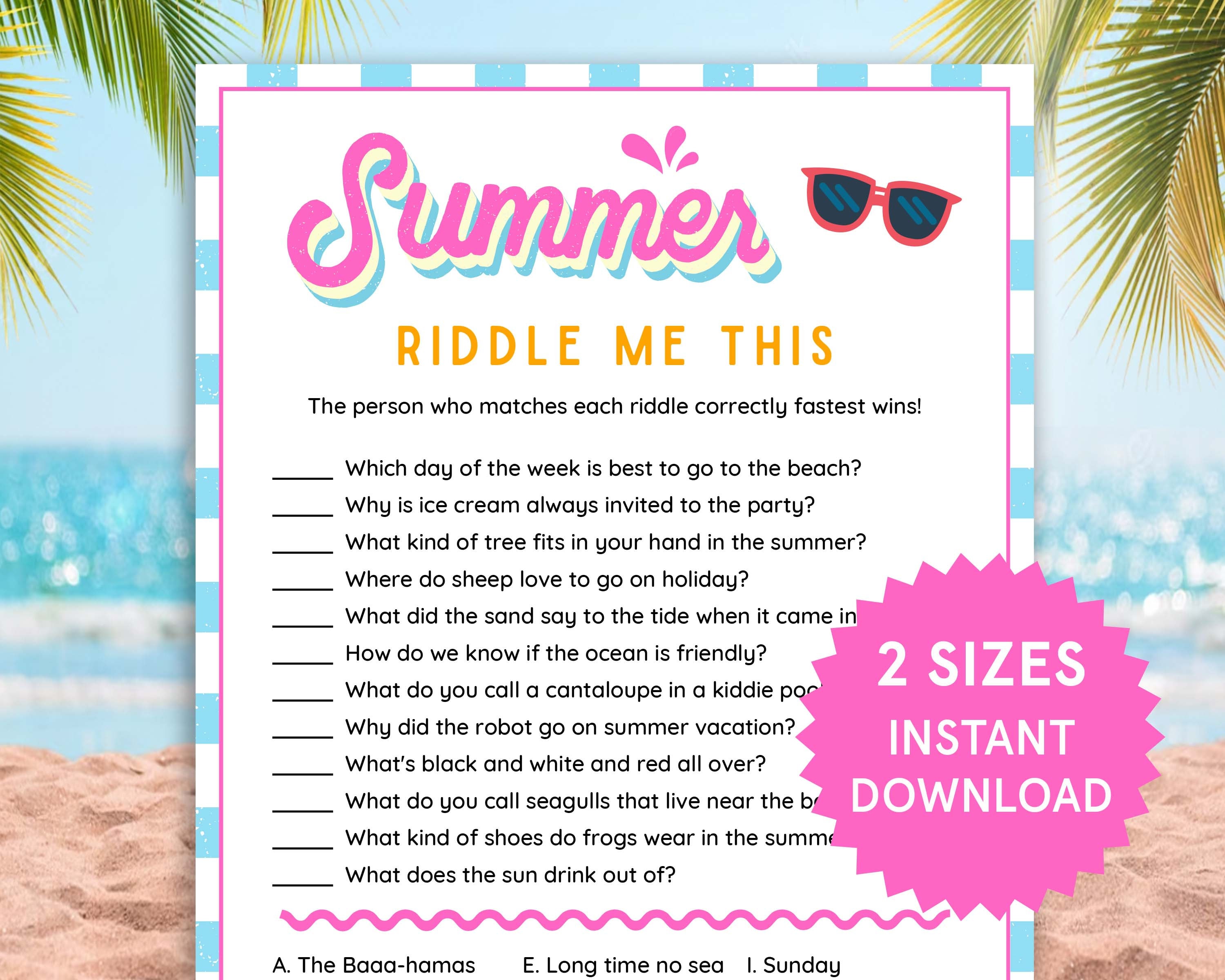 Summer Riddle Me This Summer Games Fun Summer Activities for Kids ...