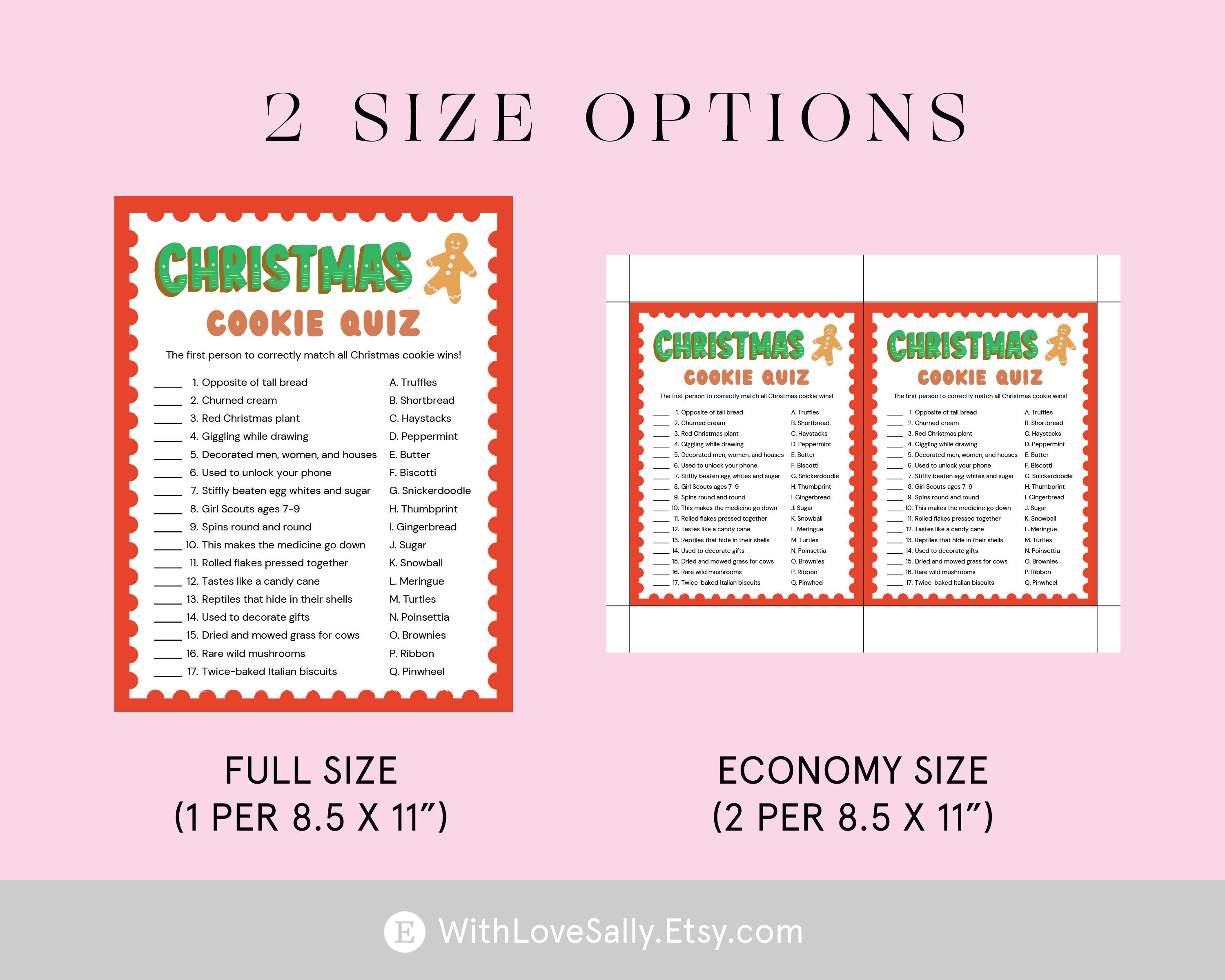 Christmas Cookie Quiz Christmas Trivia Game Printable Christmas Game ...