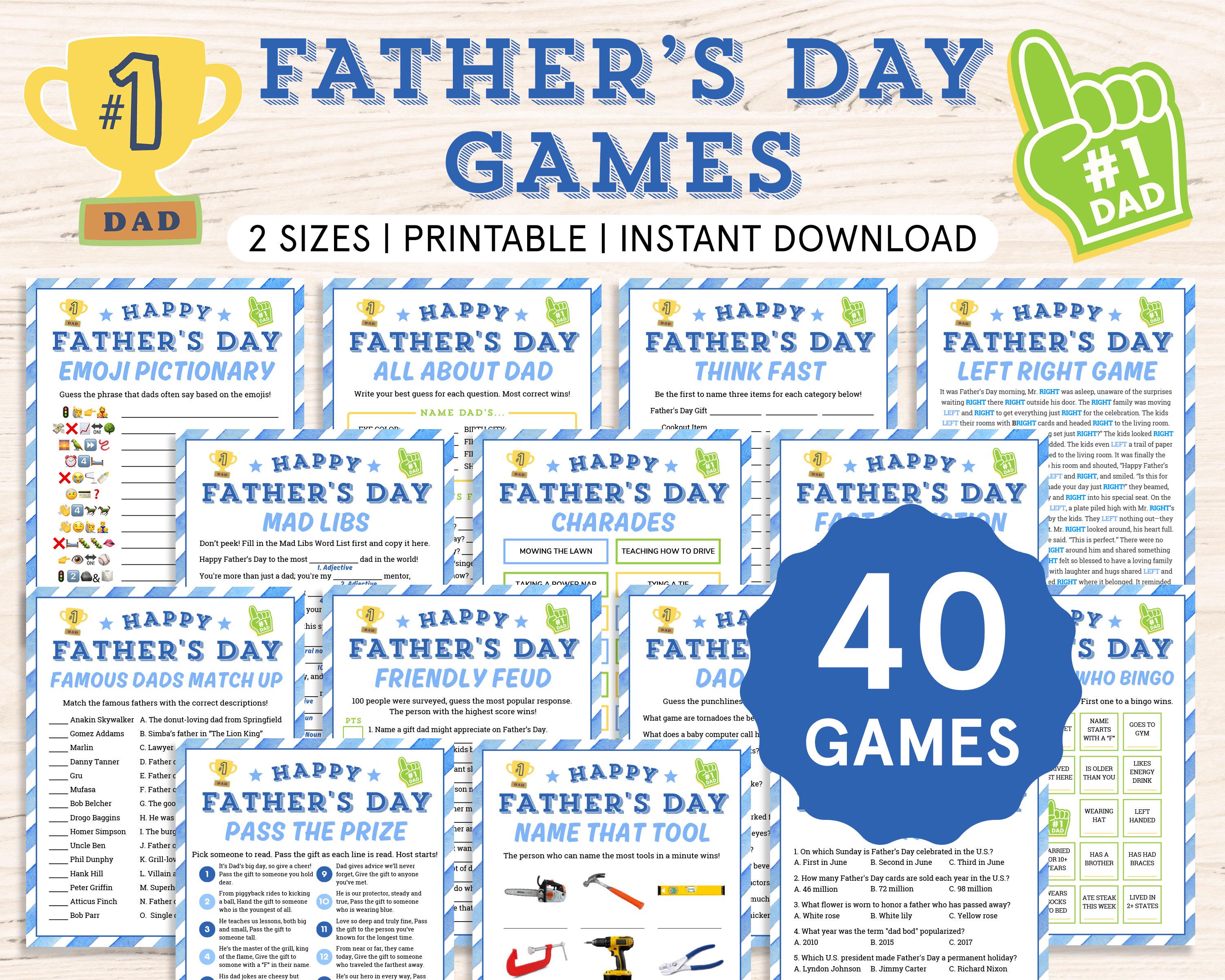 Fathers Day Games Bundle Fathers Day Activities for Kids Adults Fathers ...