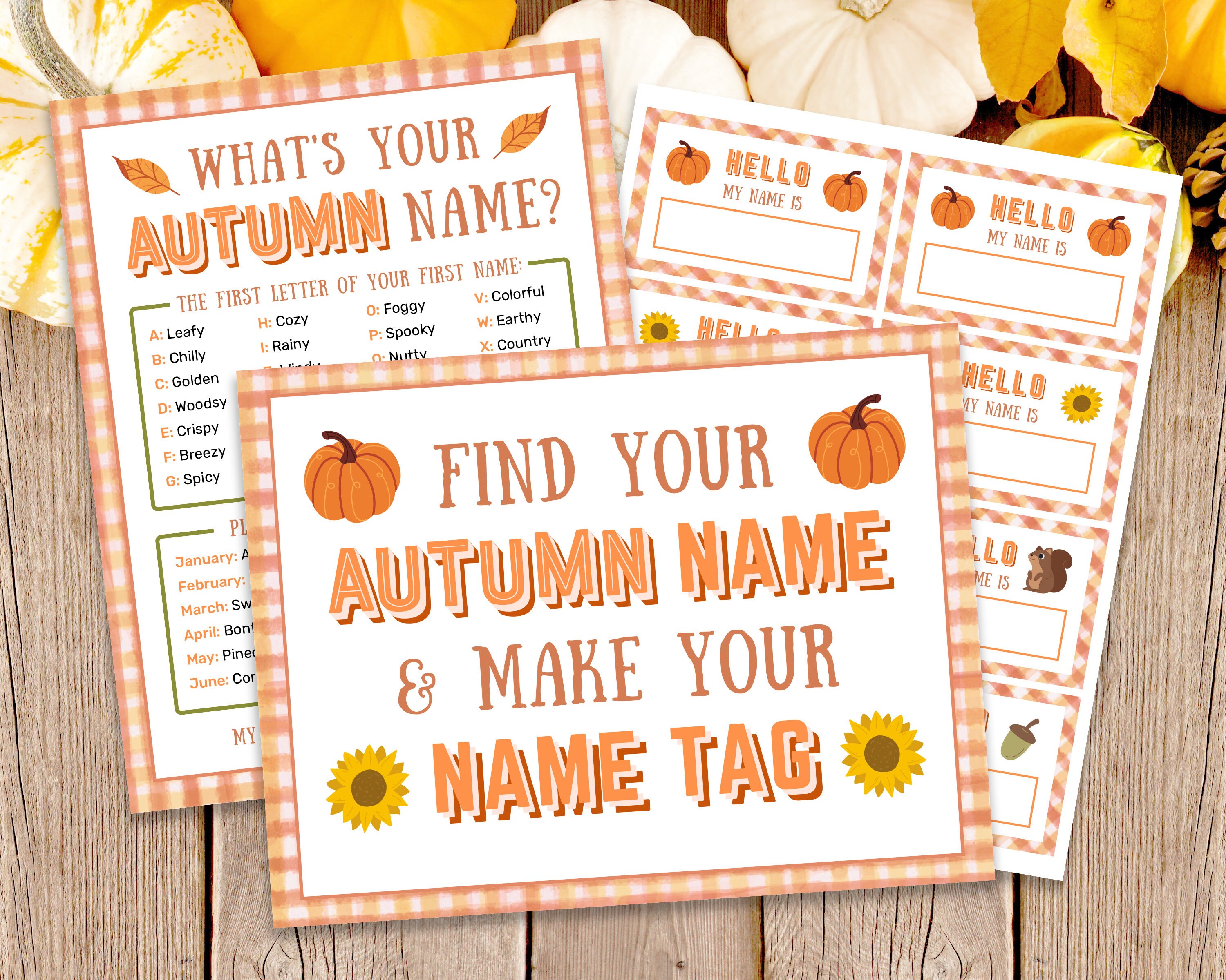 What's Your Fall Name, Name Tags, Sign Fall Name Game Fall Activities ...