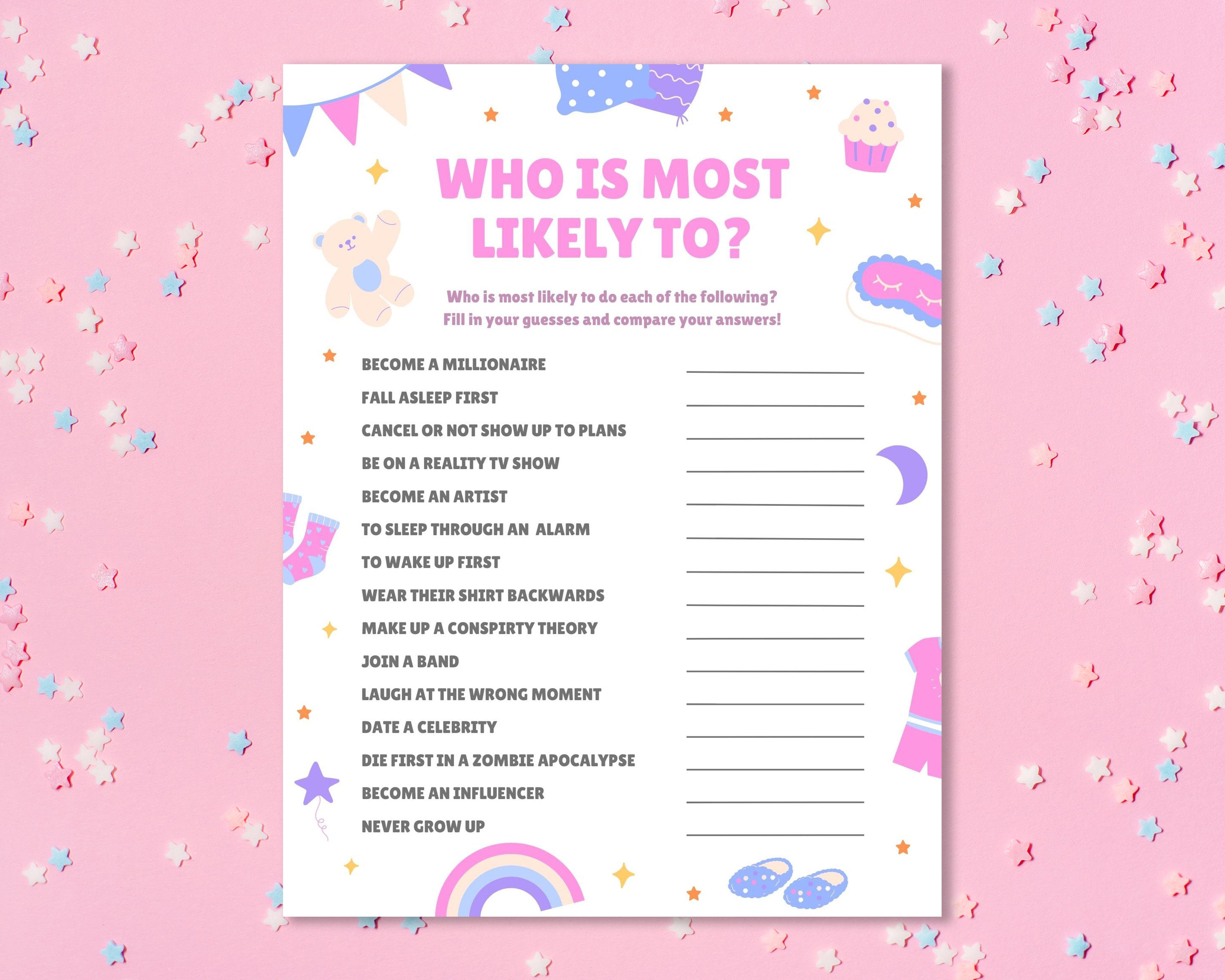 Who is Most Likely to Game | Teen Girl Birthday Game | Slumber Party ...