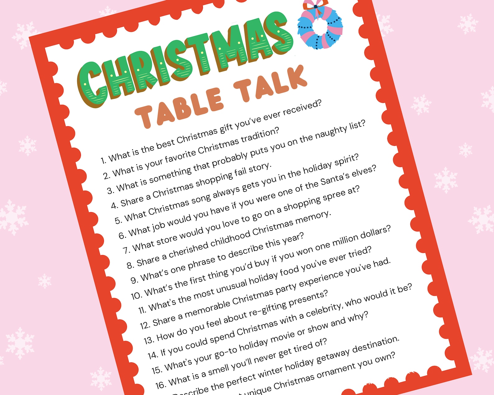 Christmas Table Talk | Christmas Icebreaker | Christmas Conversation ...