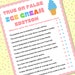 Ice Cream Fact or Fiction Ice Cream Party Games Kids Birthday Games Fun ...