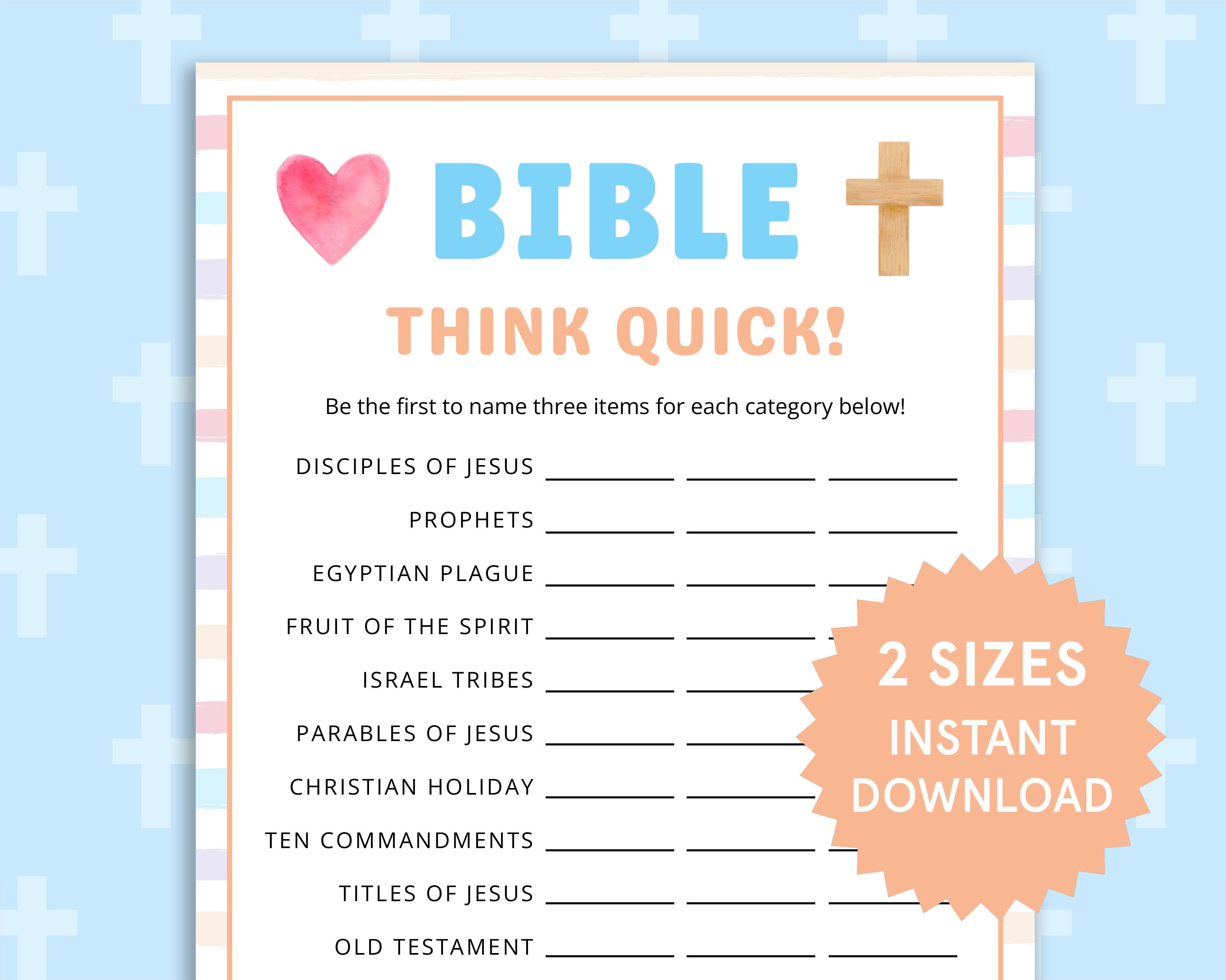 Bible Think Quick Bible Games for Kids Adults Sunday Bible Study Games ...