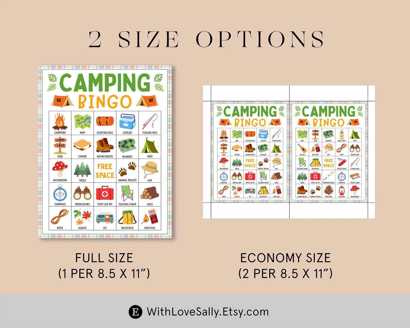 Camping Bingo Cards Camping Games Summer Camp Bingo Camping Group Games ...