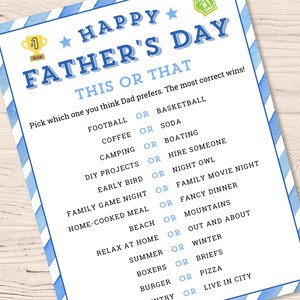 Fathers Day This or That Father's Day Games Fun Fathers Day Activities ...