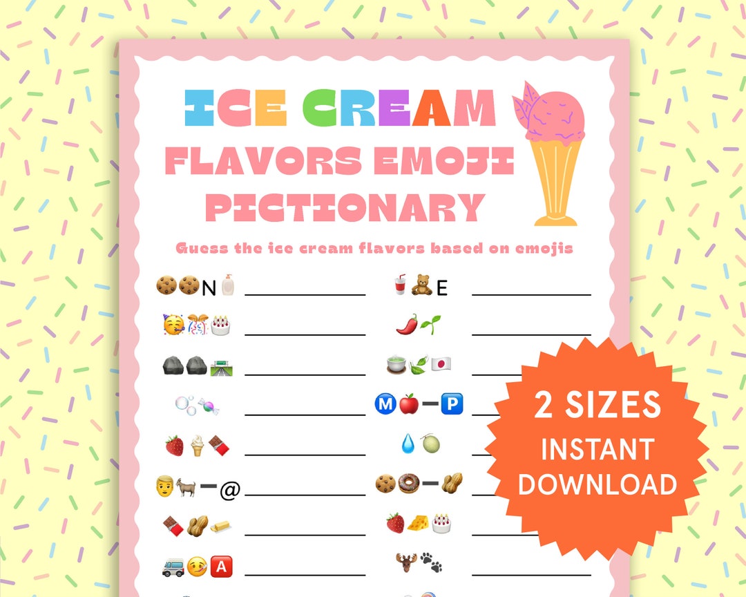 Ice Cream Flavors Emoji Pictionary Ice Cream Party Games Summer ...