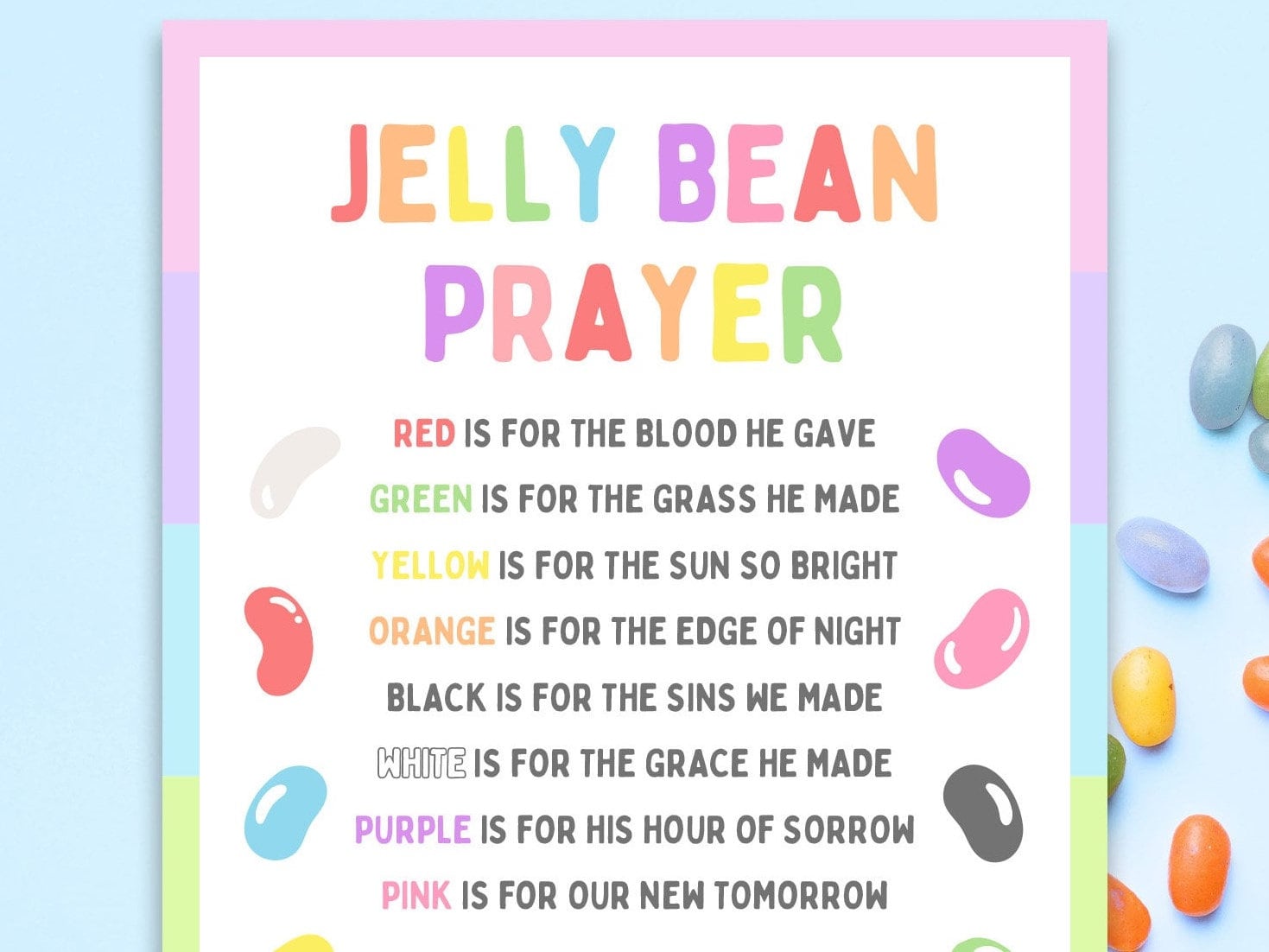 Jelly Bean Prayer Easter Christian Easter Gift Tags Basket Stuffer ...