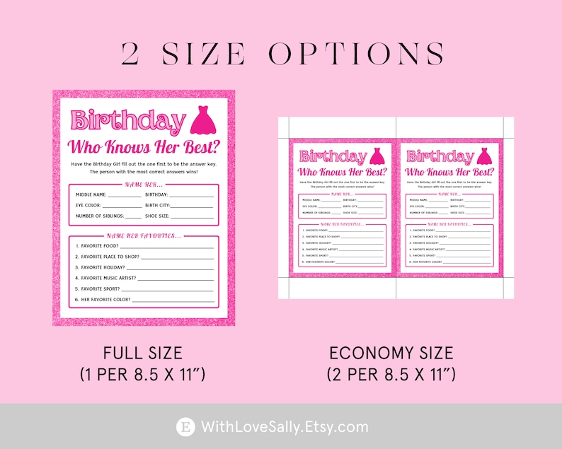 Who Knows the Birthday Girl Best Girl Birthday Questionnaire Activity ...