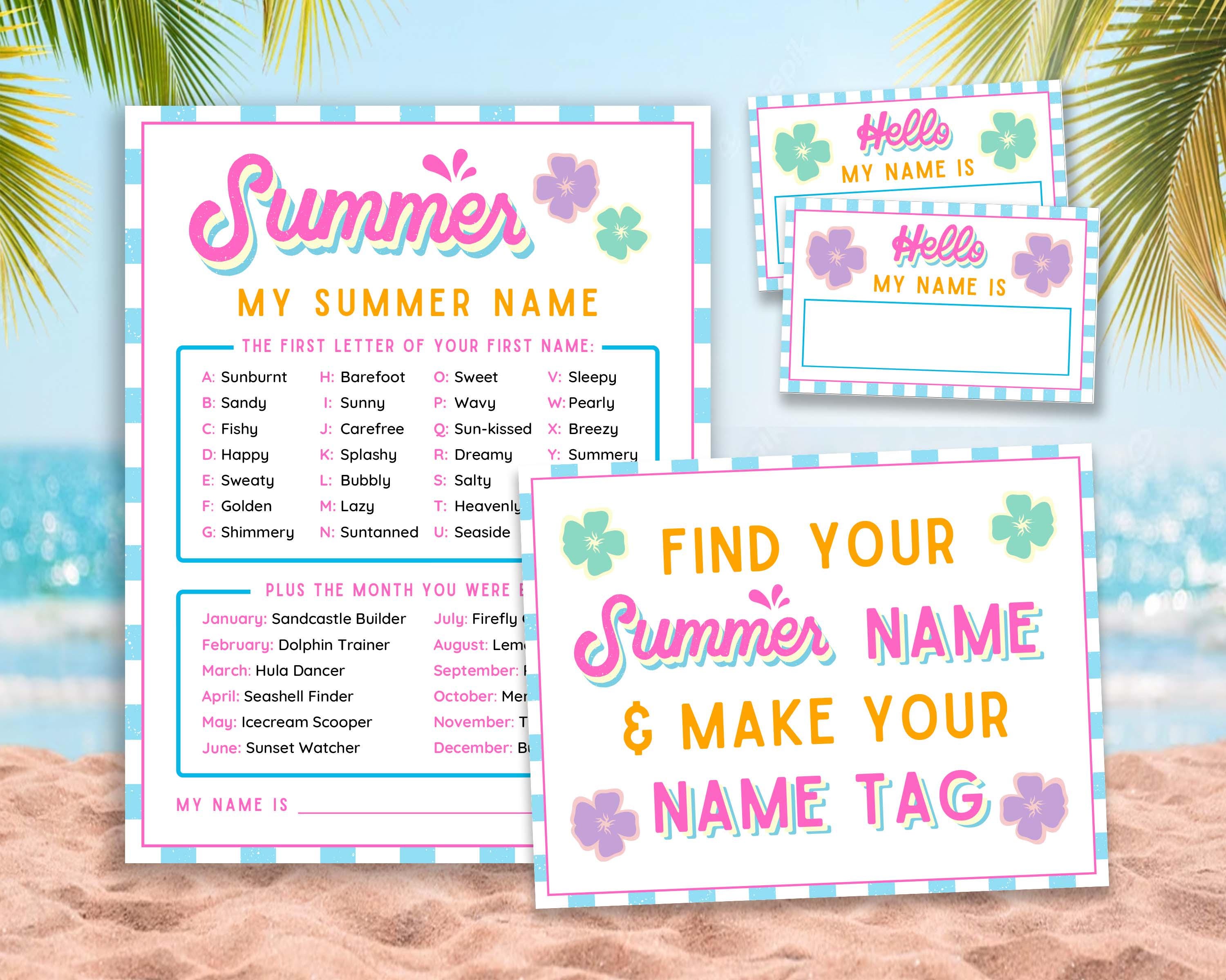 What's Your Summer Name Summer Games for Kids, Family Summer Games ...
