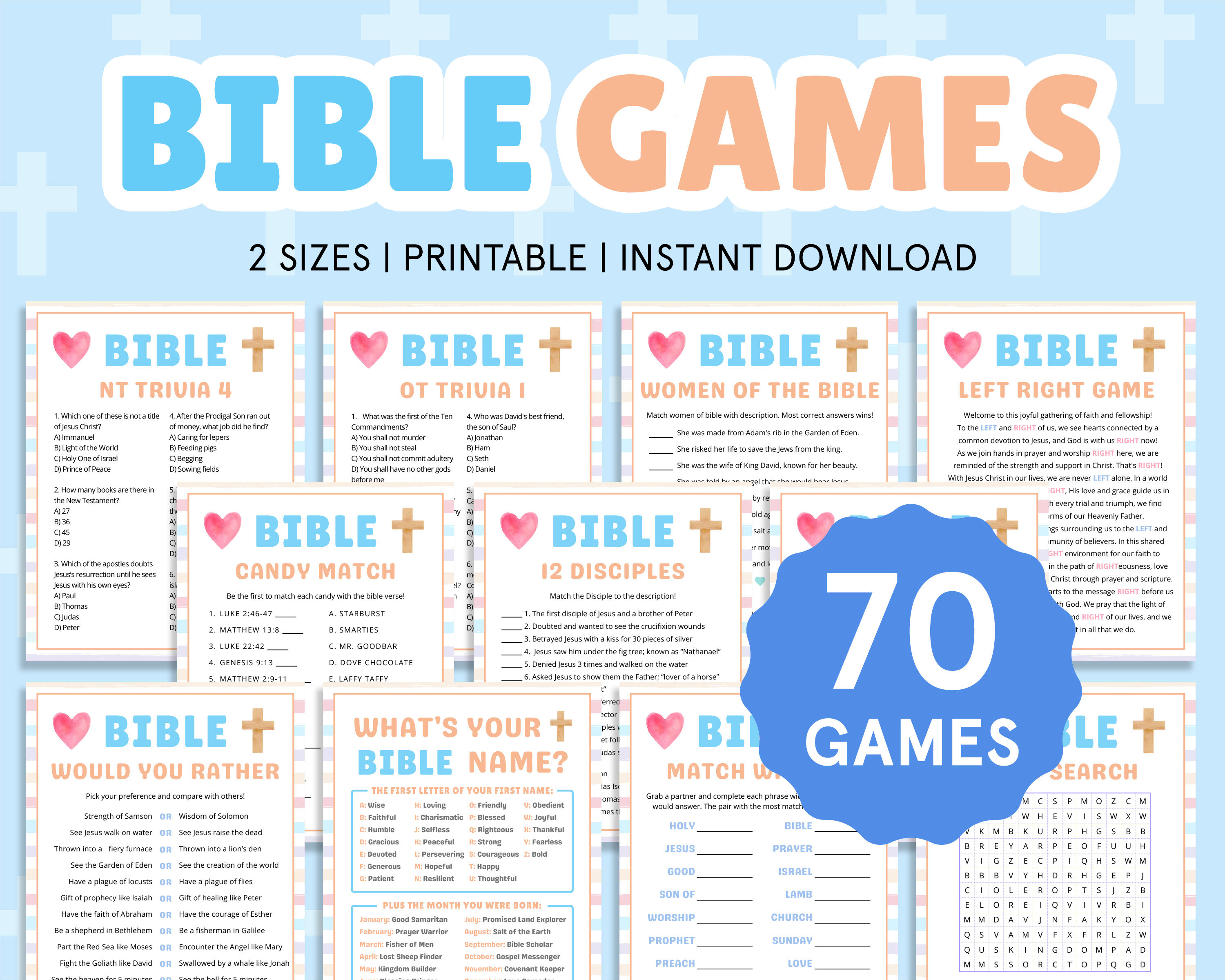 Bible Game Bundle Church Bible Games for Kids, Teens, Adults Christian ...