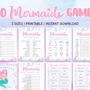 Mermaid Party Game Bundle Girls Birthday Games Mermaid Themed Party ...